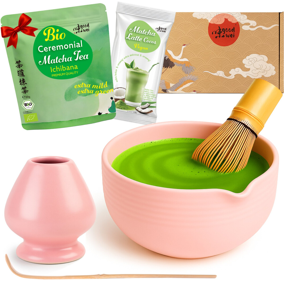 Sakura Matcha Set: Bowl, Whisk & Organic Ceremonial Matcha, 31,99