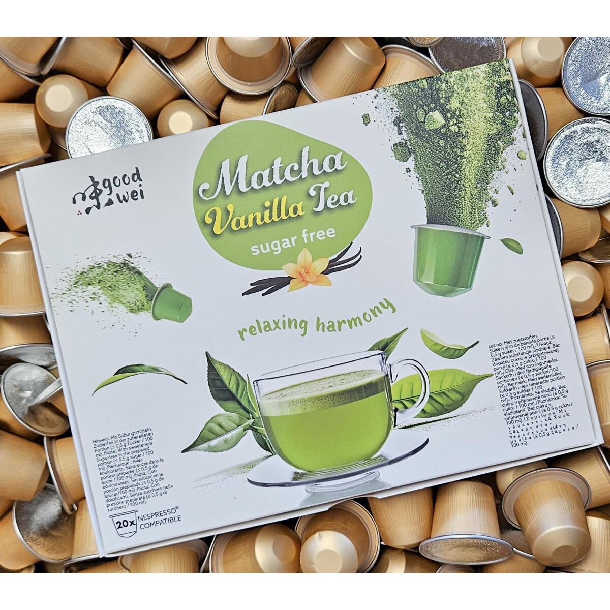 Matcha Vainilla Cápsulas Nespresso® con Stevia – 20 uds, 14,99