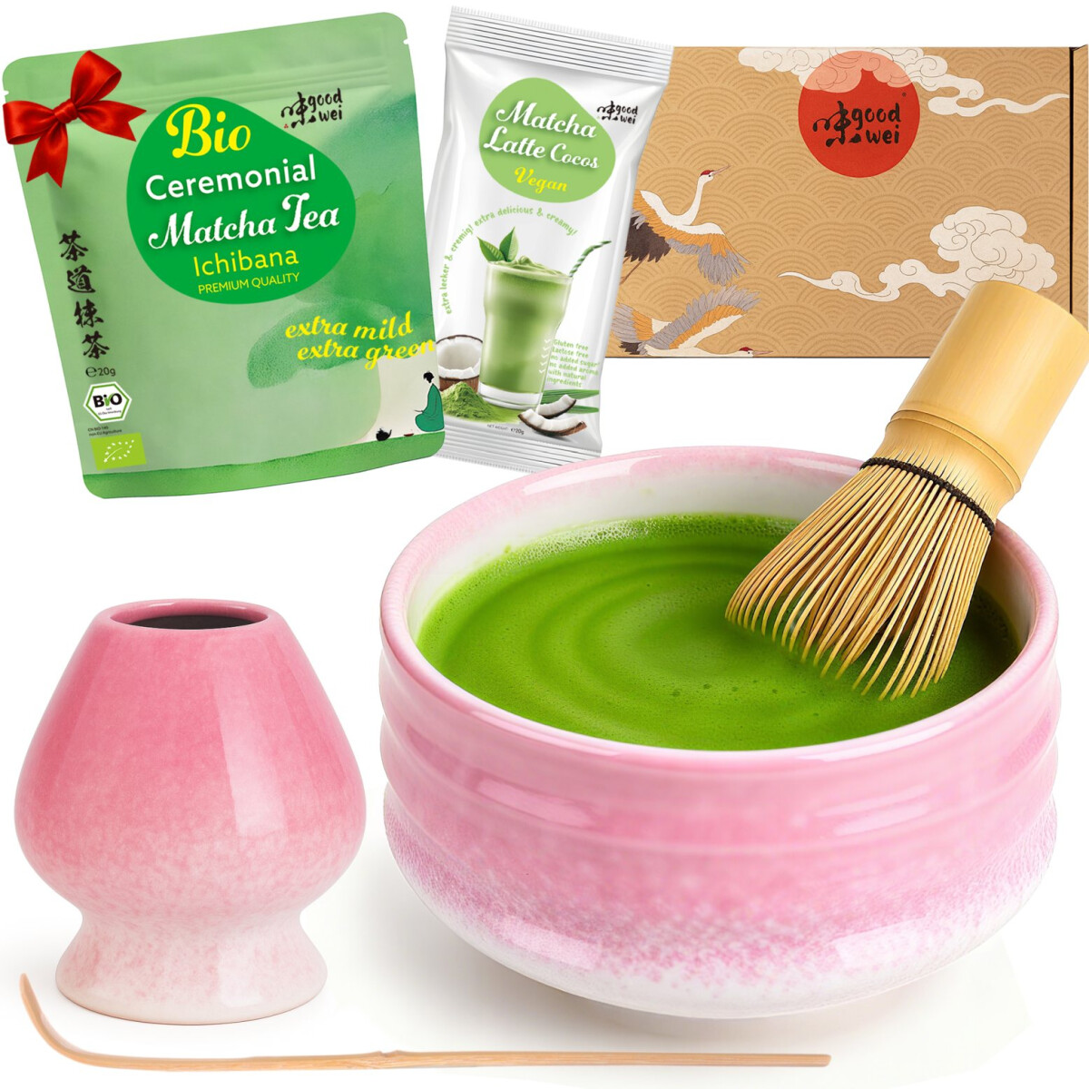 Sakura Matcha Set: Bowl, Whisk & Organic Ceremonial Matcha, 31,99